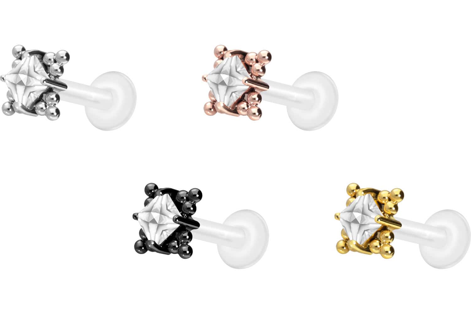 PTFE labret internal thread + titanium attachment CRYSTAL+ SPHERICAL ...